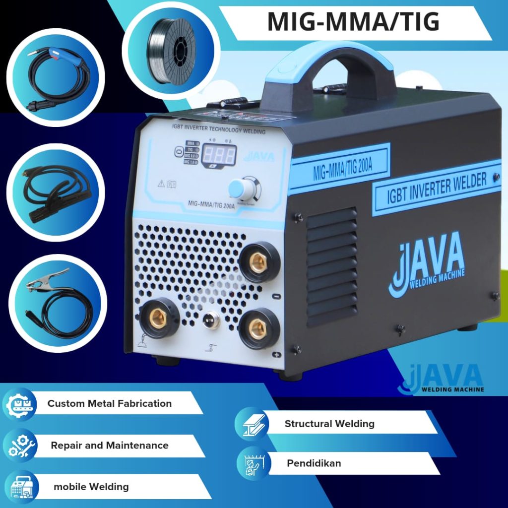 Mesin Las MIG-MMA-TIG 200A 3 In 1 Gasless MIG Java Welding